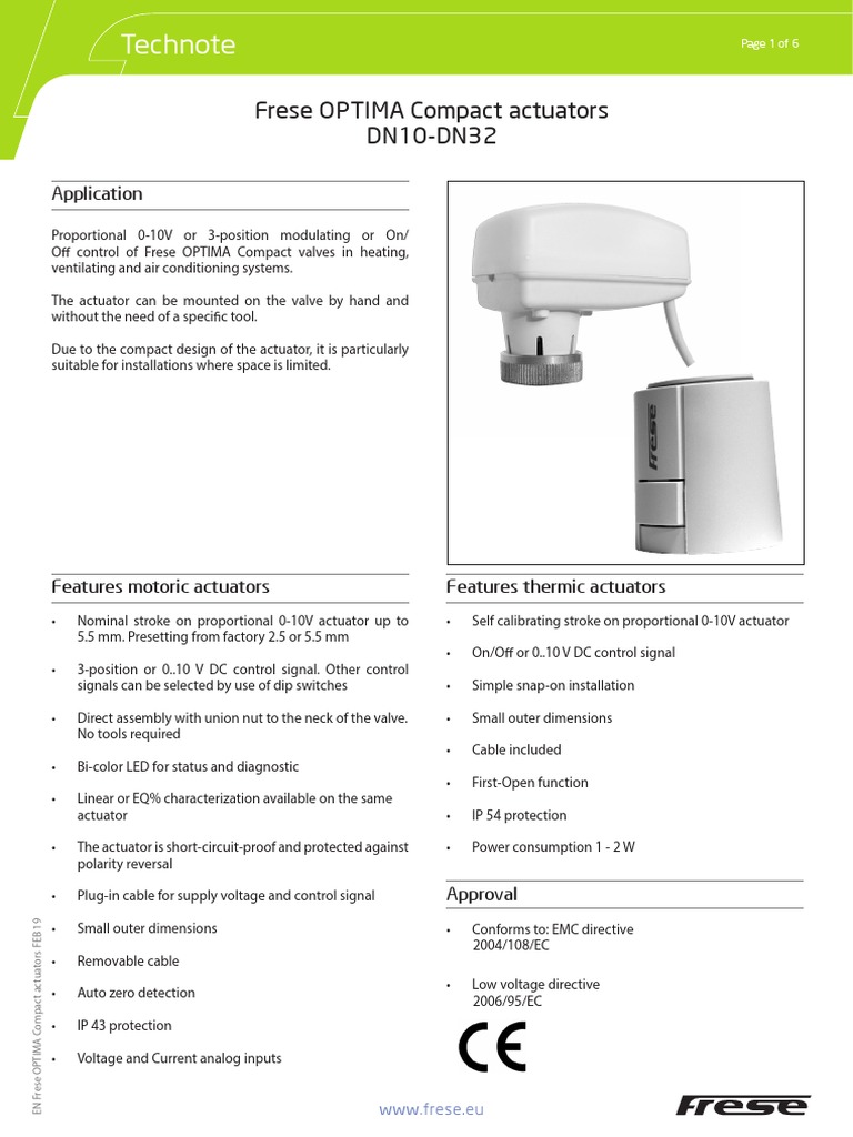 Frese OPTIMA Compact Actuator Overview | PDF | Actuator | Alternating ...
