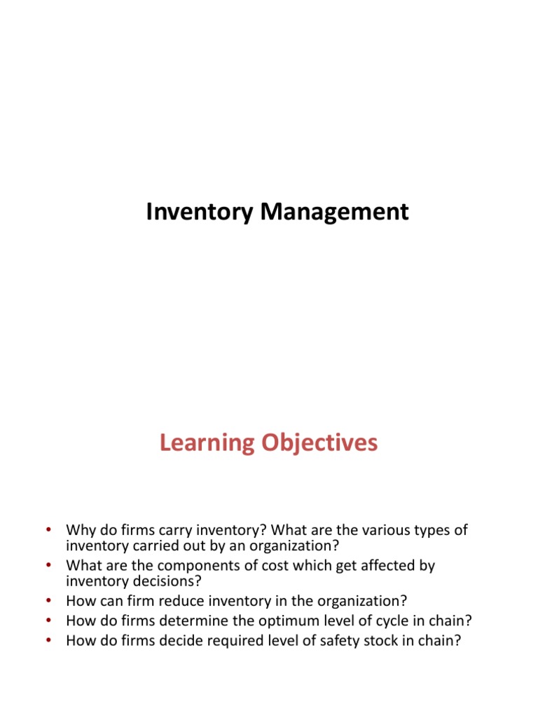 Inventory Management | PDF | Inventory | Economies Of Scale