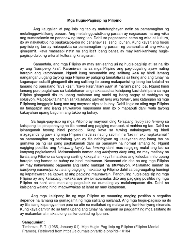 Mga Hugis Pagiisip NG Pilipino | PDF