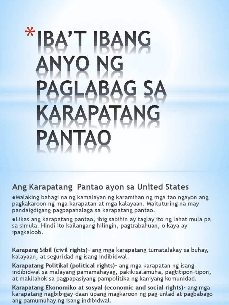 Iba't Ibang Anyo NG Paglabag Sa Karapatang Pantao | PDF Iba't Ibang Anyo NG Paglabag Sa Karapatang Pantao | PDF