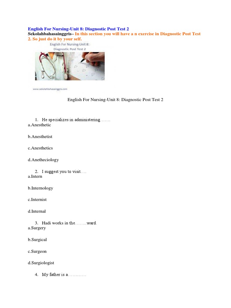 Nursing Diagnostic Post Test 2 Guide | PDF | Surgery | Radiology