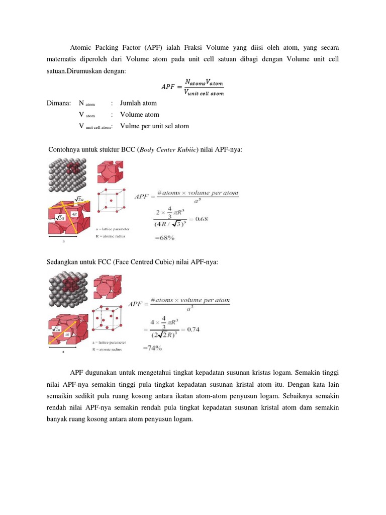 Atomic Packing Factor Apf Ialah Pdf