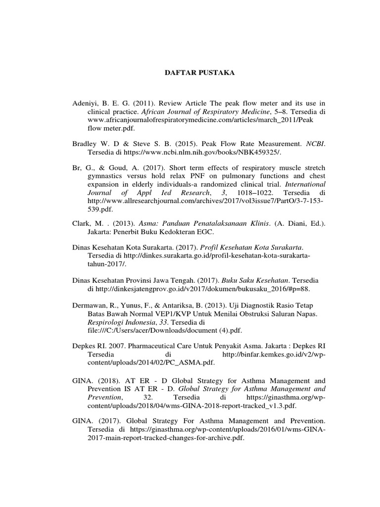 Daftar Pustaka Baru Fixxx New Okey 2019 | PDF | Pulmonology | Medicine