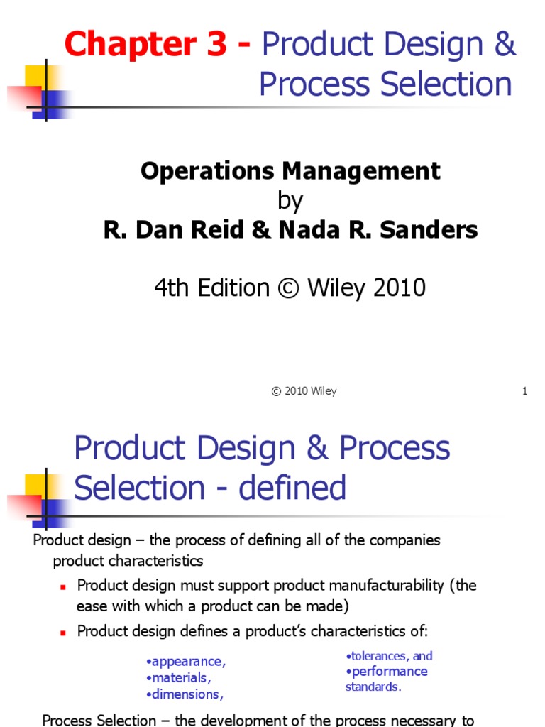 Chapter 3 - : Product Design & Process Selection | PDF | Product Design ...