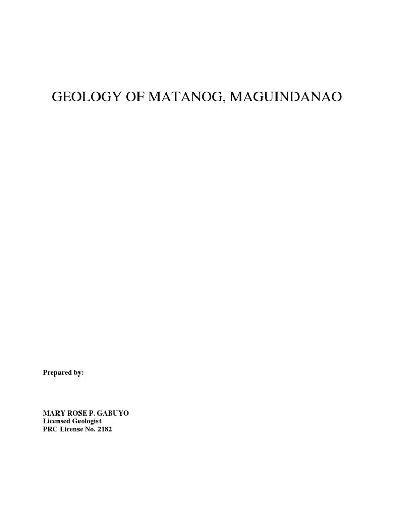 Geology of Matanog | PDF | Mindanao | Geology