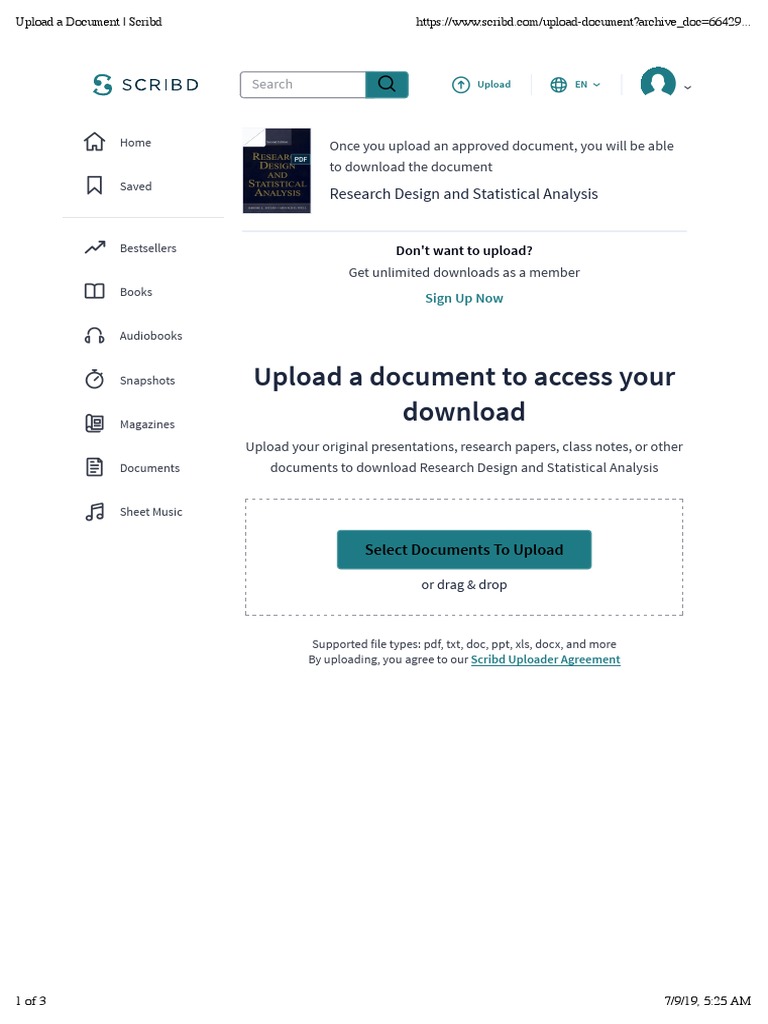Upload A Document To Access Your Download: Research Design and Statistical Analysis | PDF ...