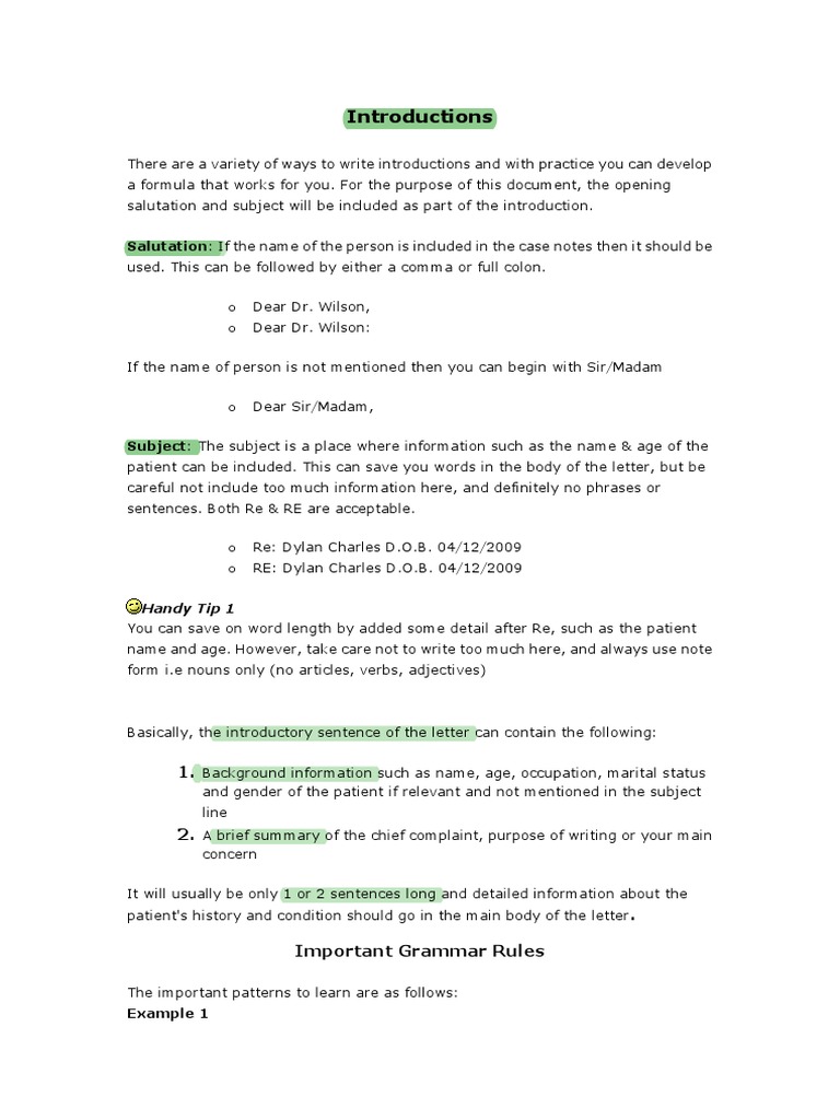OET Writing | Subject (Grammar) | Sentence (Linguistics)
