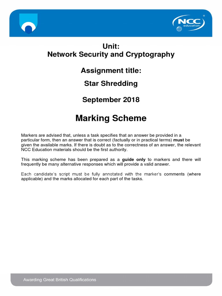 NSC Assignment Mark Scheme Autumn 2018 | PDF | Information Security ...