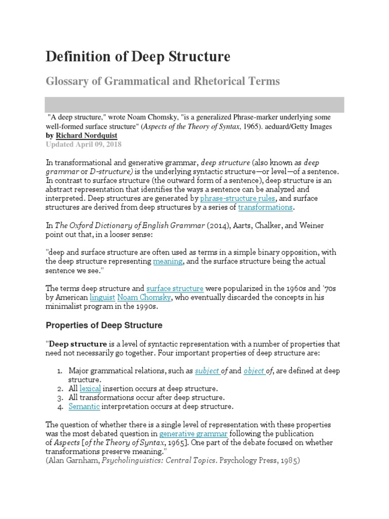 Definition of Deep Structure | PDF | Syntax | Linguistics
