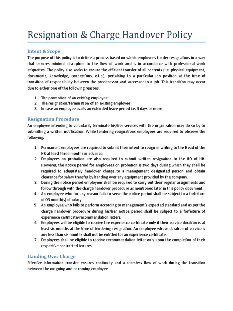 Resignation and Handover | PDF | Supervisor | Cheque
