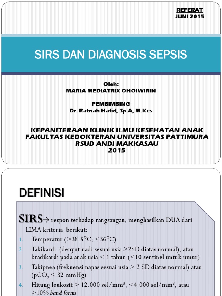 Diagnosa dan Kriteria SIRS Sepsis Anak | PDF