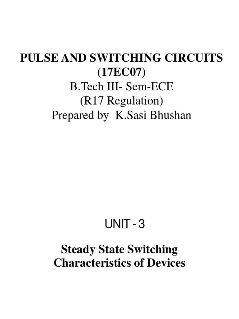 PSC - UNIT-3-Switching Characterstics of Devices | PDF | Bipolar ...