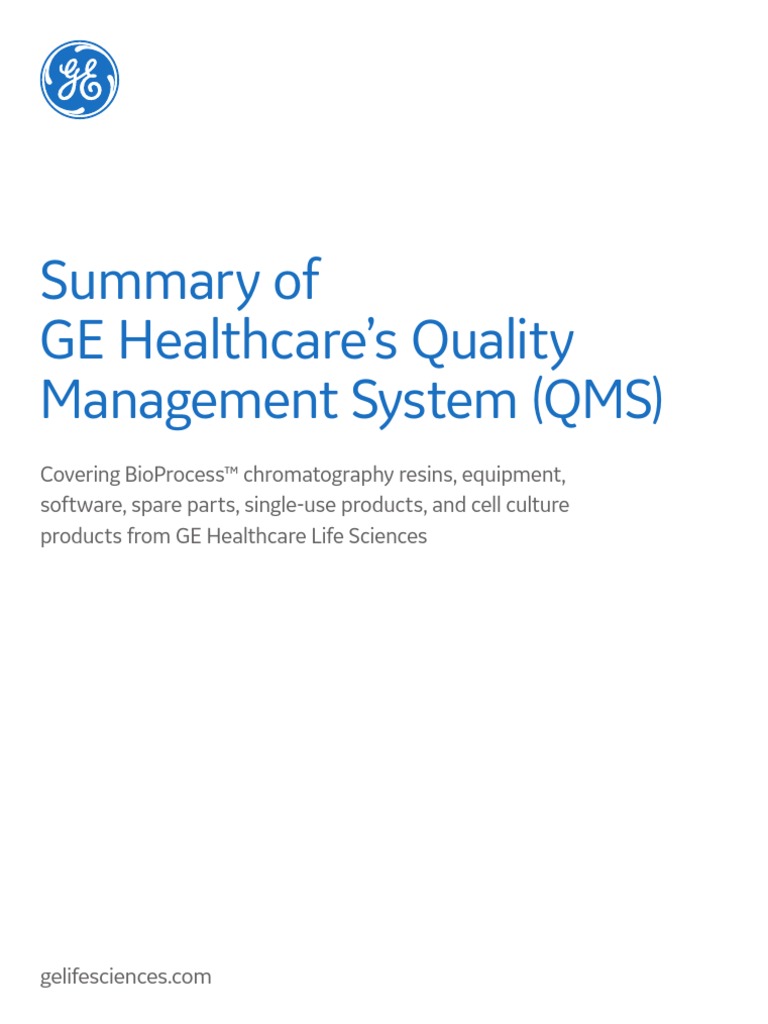 Summary of GE Healthcare's Quality Management System (QMS) | PDF ...