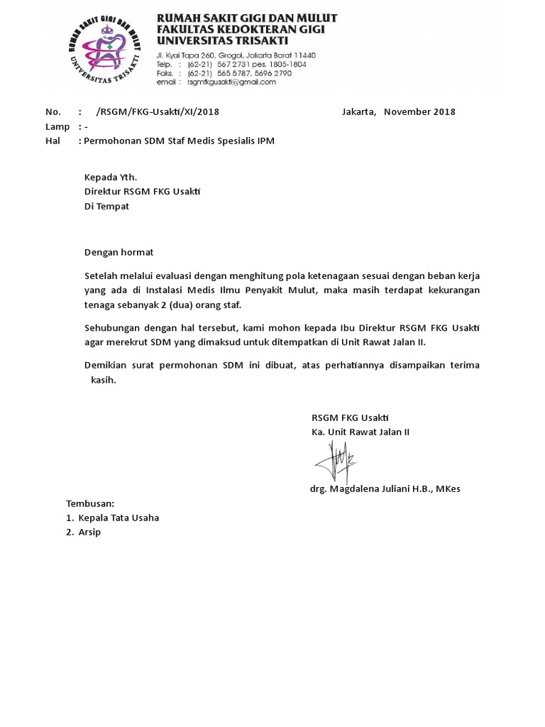 Surat Permohonan SDM - KKS - Revisi | PDF