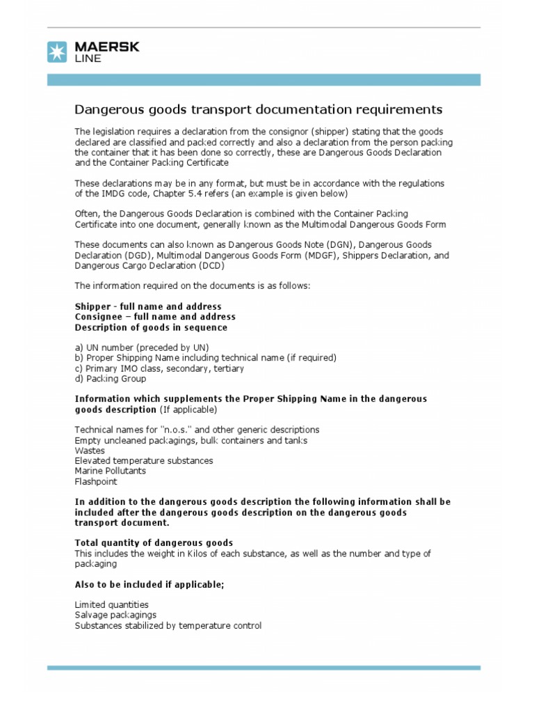 Dangerous Goods Transport Documentation | PDF | Dangerous Goods | Cargo