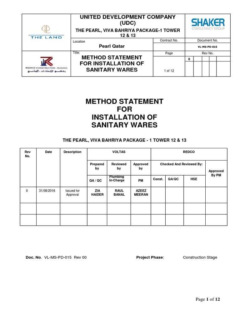 MS Sanitary Ware Inst. | PDF | Sink | Tap (Valve)