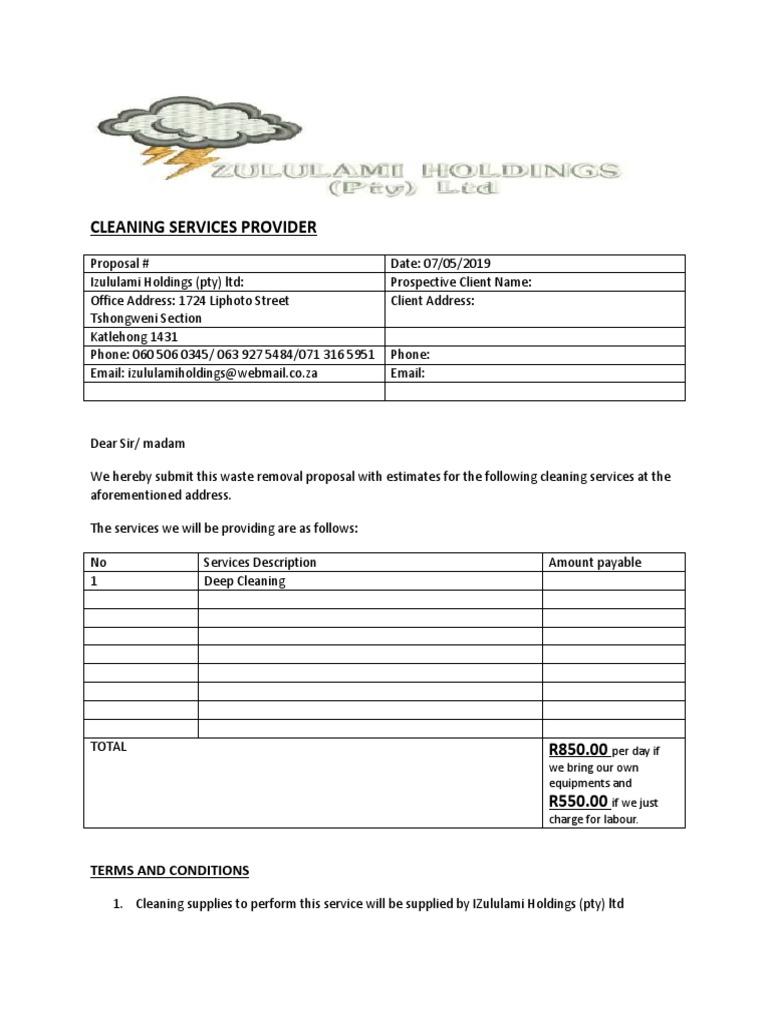 Cleaning Services Provider: Terms and Conditions | PDF
