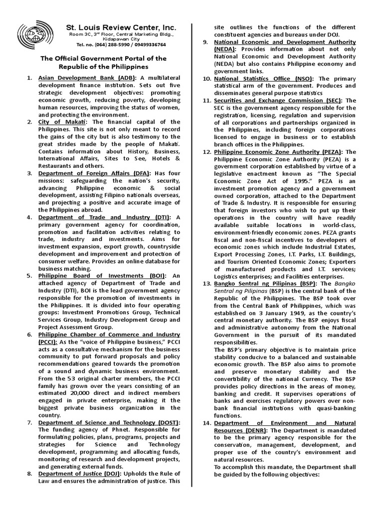 Government Agencies and Its Functions Cabinet Members of The ...