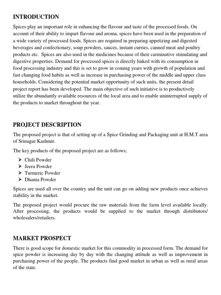 Plant Desin Report For Spice Production | PDF | Spice | Depreciation