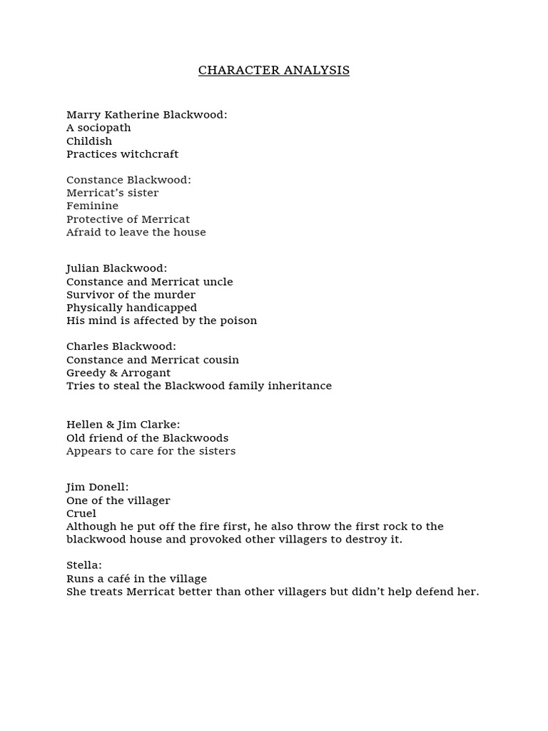 Character Analysis | PDF