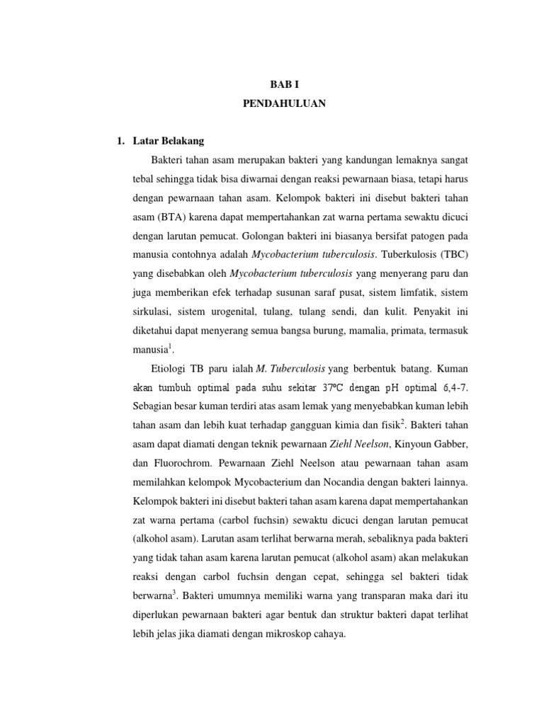 Prosedur Pewarnaan BTA Ziehl Neelsen | PDF