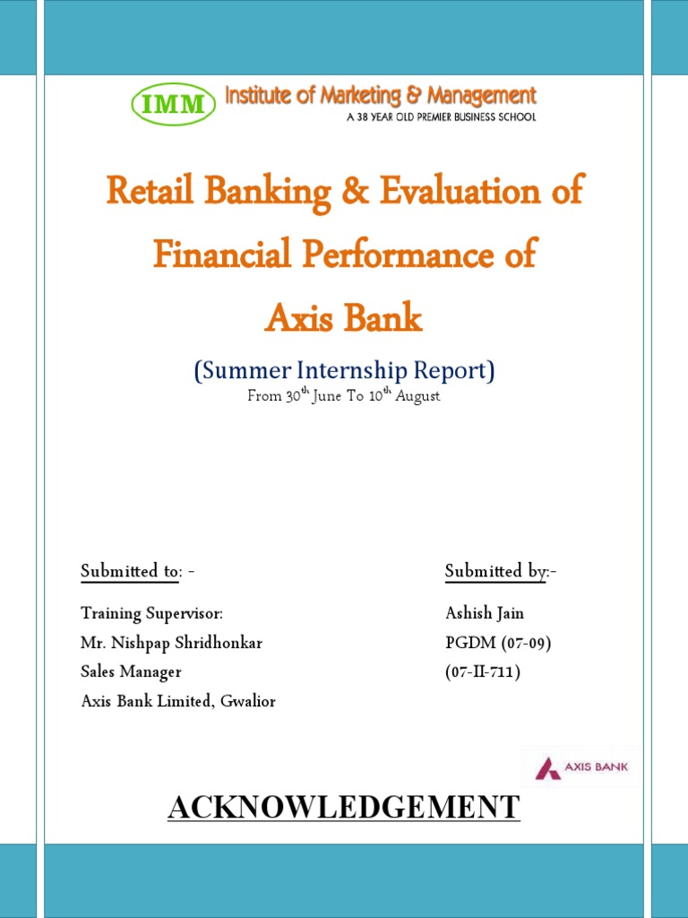 Retail Banking & Evaluation of Financial Performance of Axis Bank | PDF