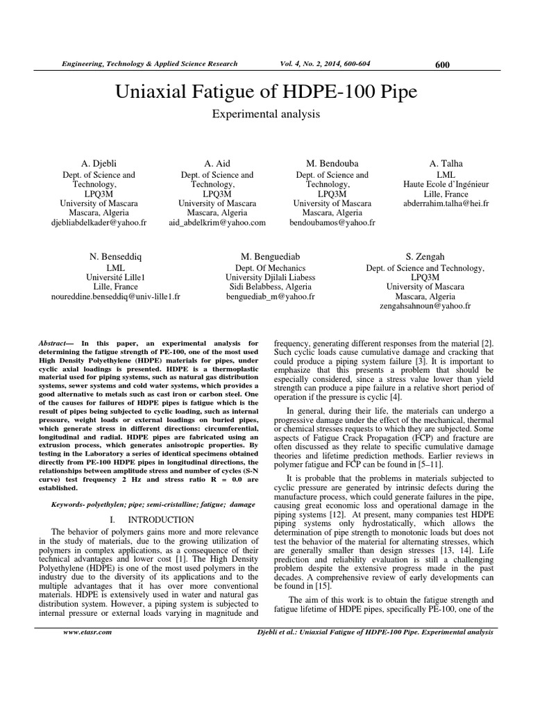 HDPE Fatigue | Download Free PDF | Fatigue (Material) | Deformation ...