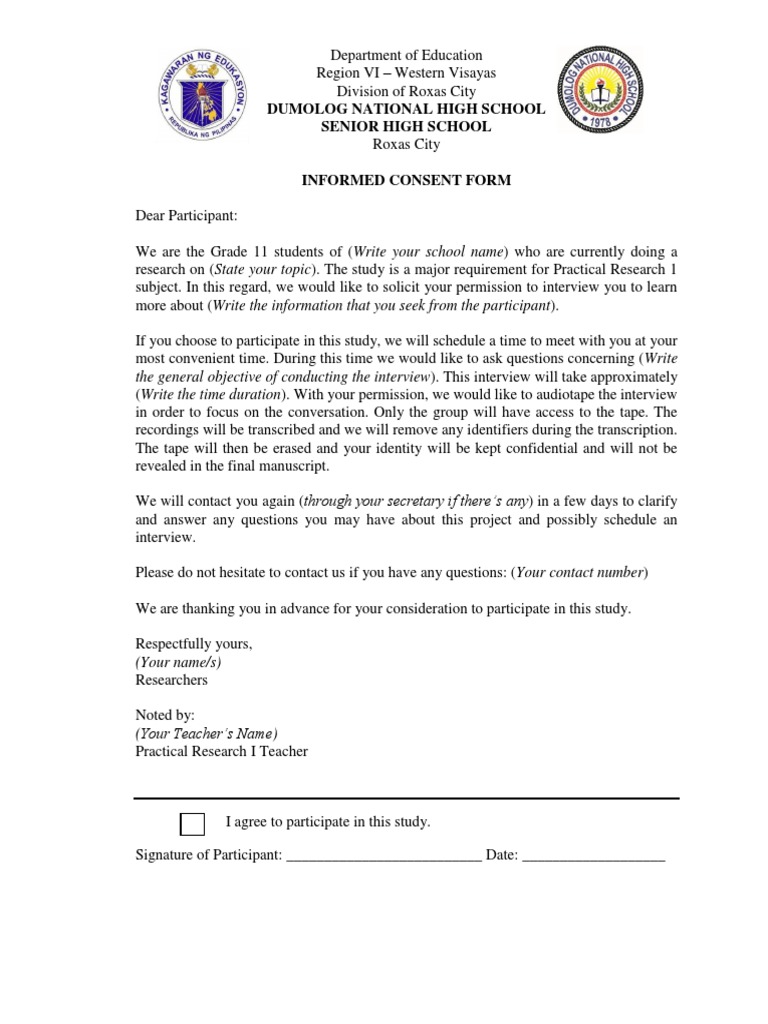 Informed Consent Form | PDF | Interview | Informed Consent