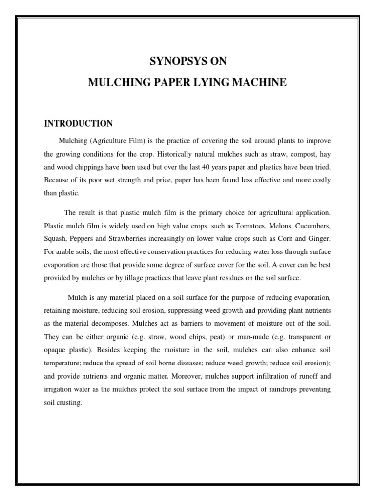 Report On Mulching Machine Sem 1 | PDF | Mulch | Soil