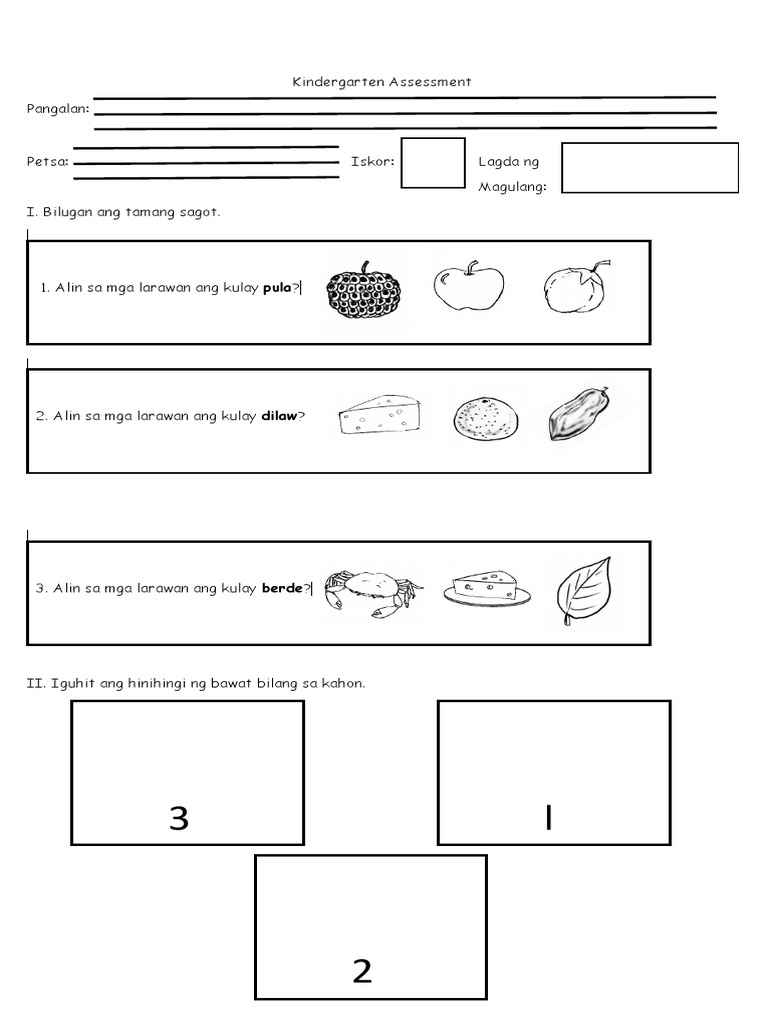 1st Kindergarten Assessment 2018 | PDF