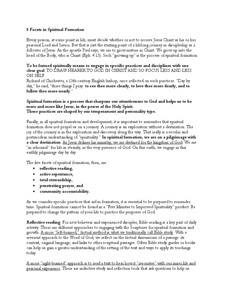 The Five Facets of Spiritual Formation: Reflective Reading, Active ...