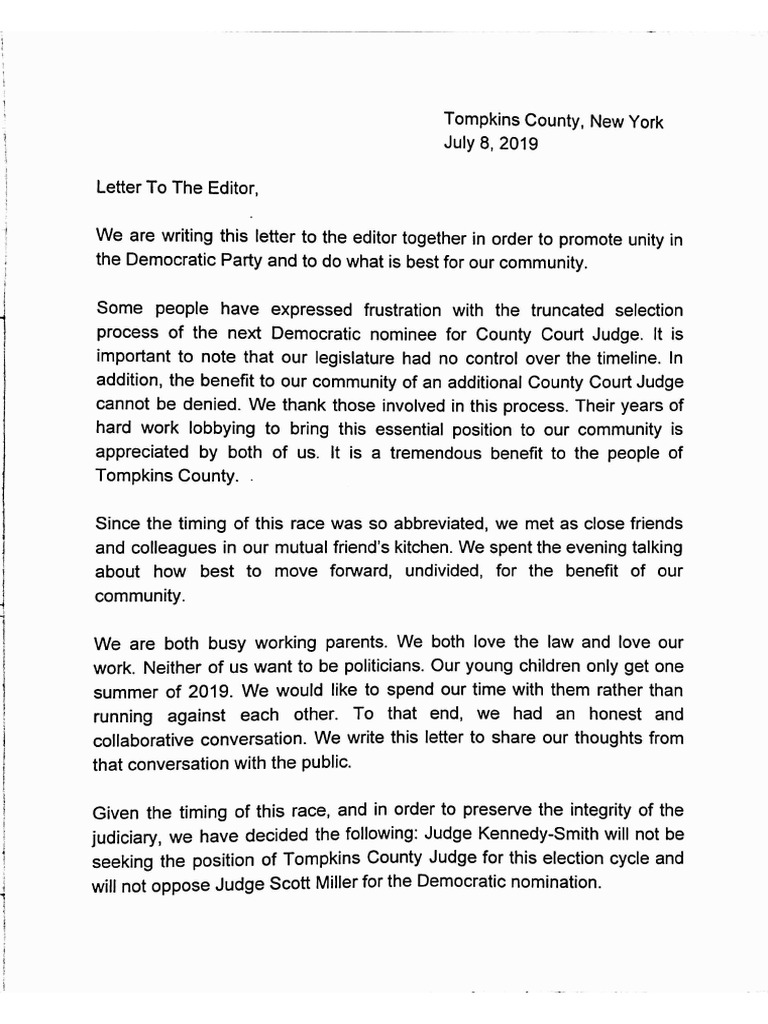 Joint Letter From Judge Scott Miller & Maura Kennedy-Smith | PDF