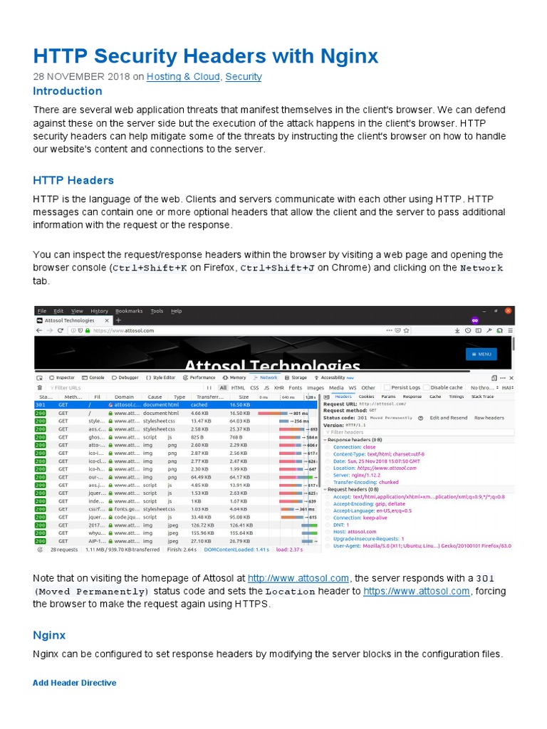 Security Headers With Nginx Pdf Hypertext Transfer Protocol Web Server