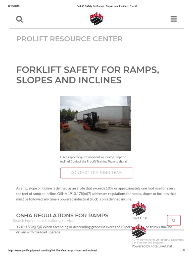 Forklift Safety For Ramps, Slopes and Inclines - ProLift | PDF ...