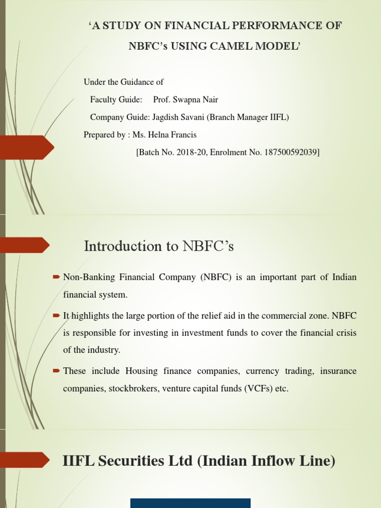A Study On Financial Performance of Nbfc's | PDF | Non Bank Financial Institution | Money