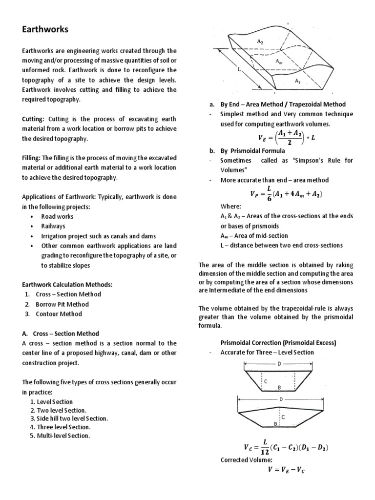 Earthworks: Calculating Cut and Fill Volumes Through Cross-Sectional ...