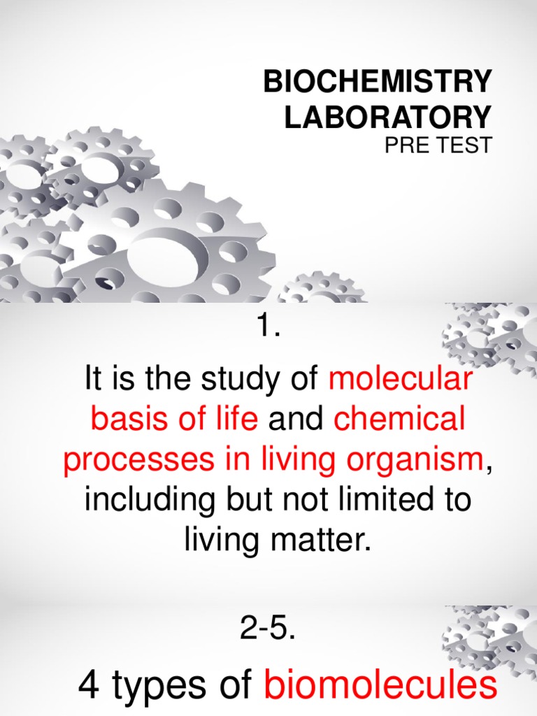Biochemistry Laboratory: Pre Test | PDF