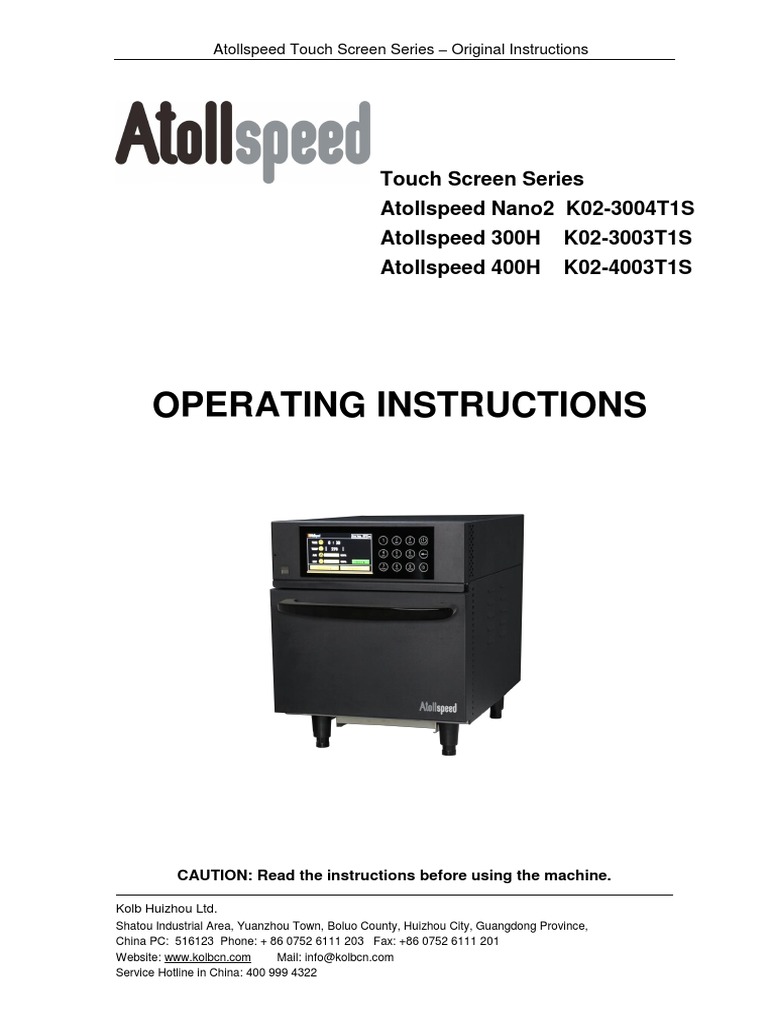 Manual Atoll Speed | PDF | Electrical Connector | Cookware And Bakeware