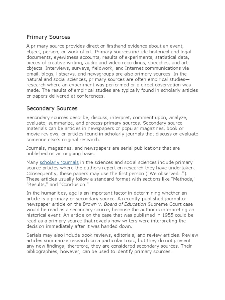 Sources of Information | PDF | Primary Sources | Empirical Evidence