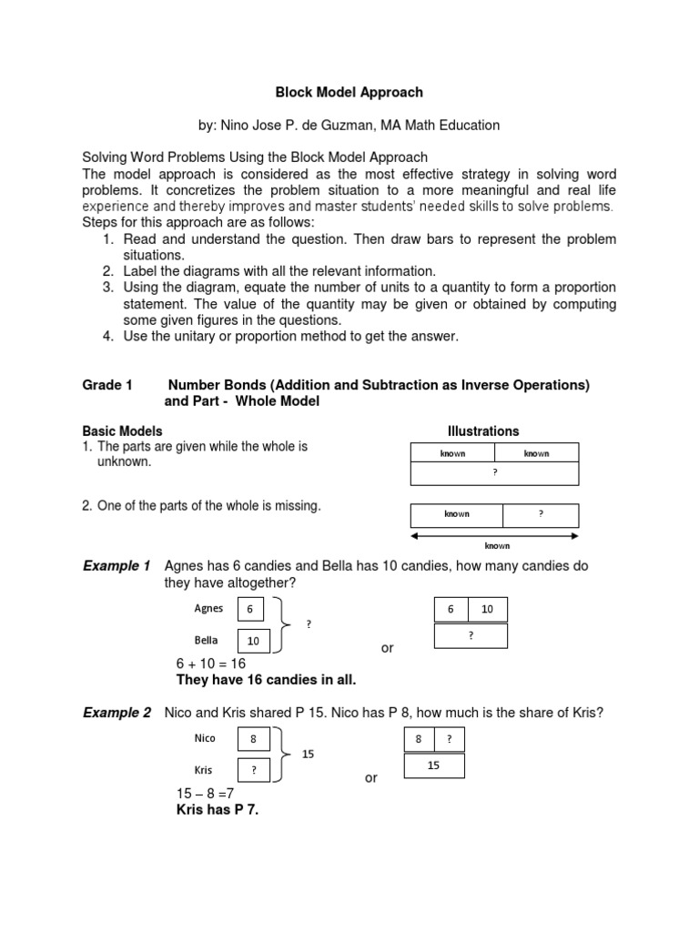 Block Model Approach | PDF | Ratio | Teaching Mathematics
