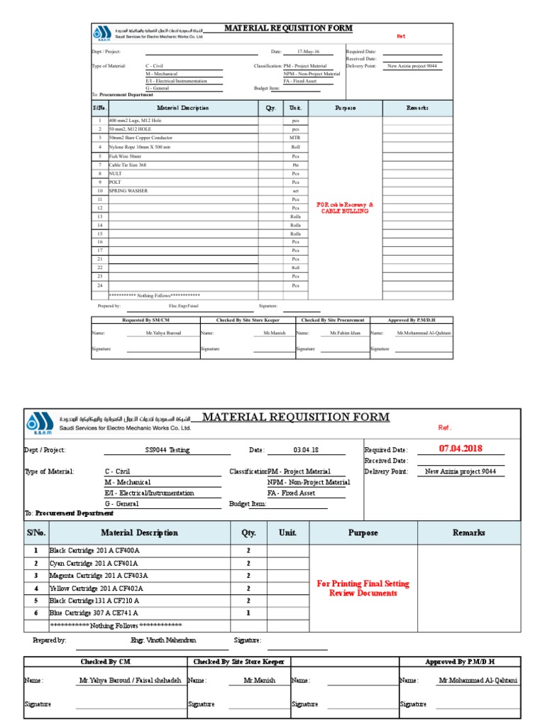 MRF For 9044 Project . | PDF | Tools | Equipment
