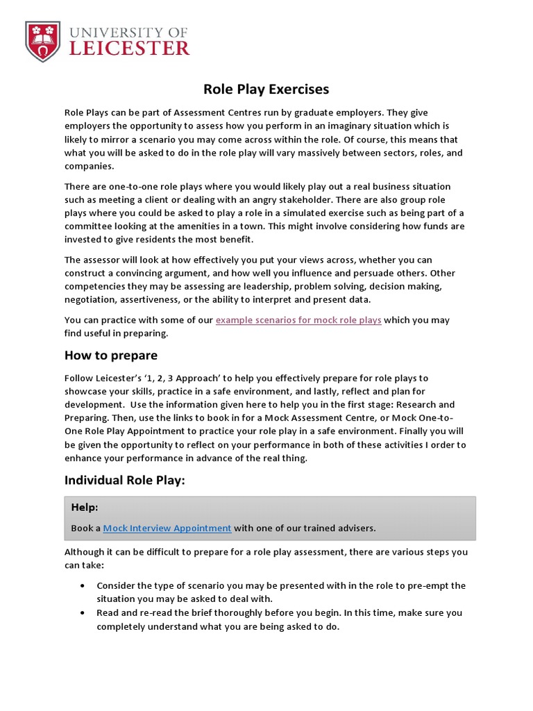 Role Play Exercises: How To Prepare | PDF | Role Playing | Negotiation