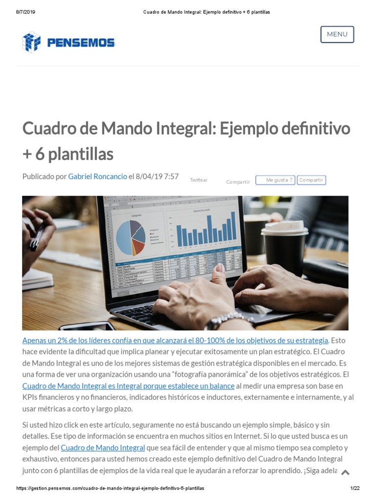 Cuadro de Mando Integral - Ejemplo Definitivo + 6 Plantillas | PDF ...