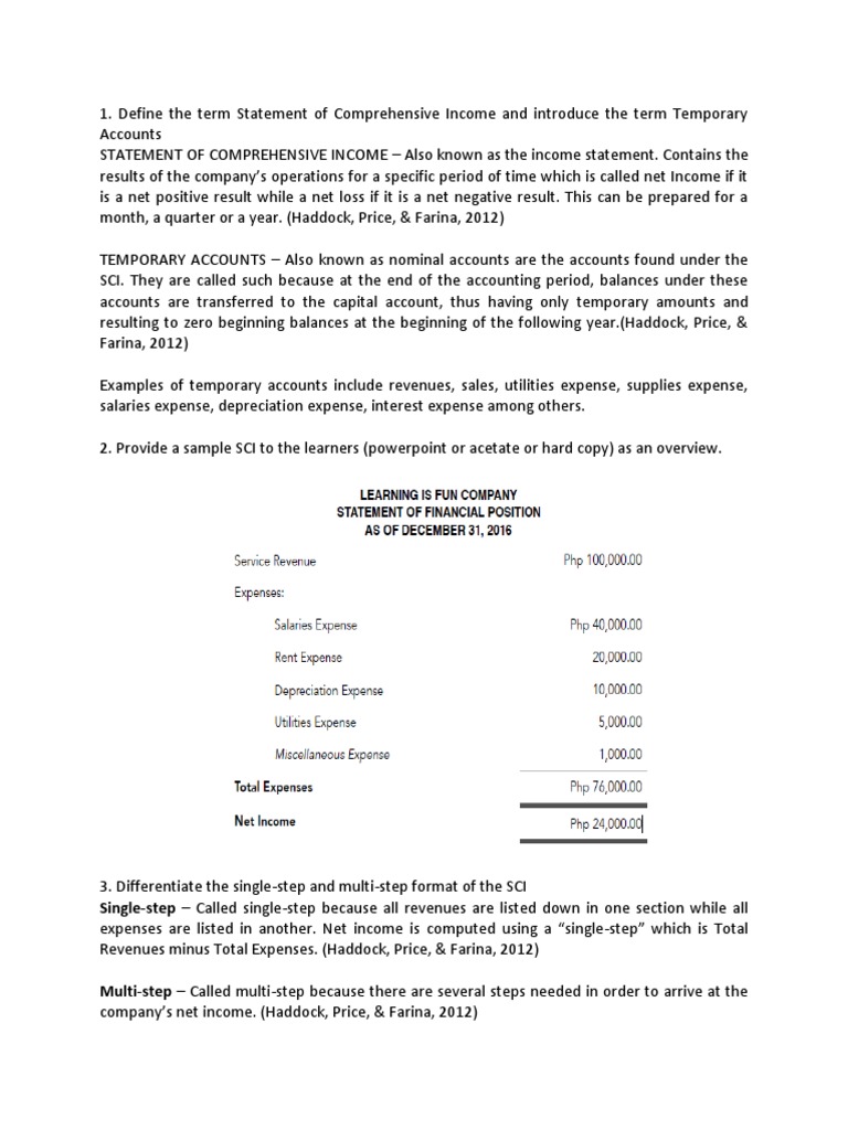 Comprehensive Income Statement | PDF | Net Income | Revenue