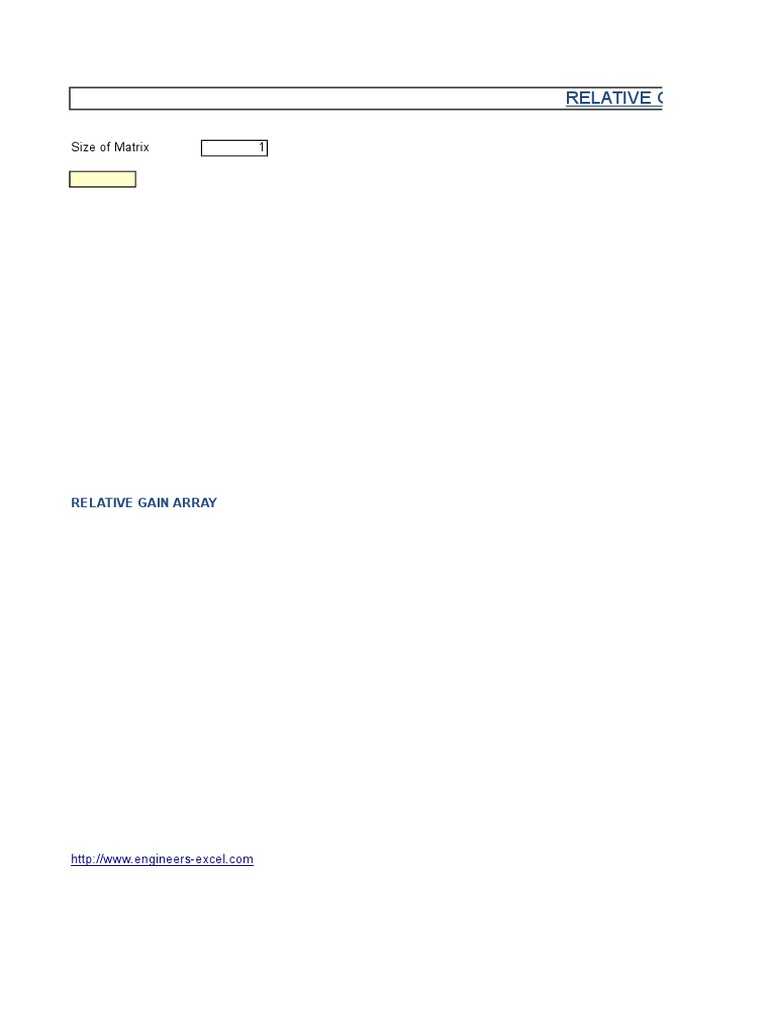 Relative Gain Array Calculator: Size of Matrix 1 | PDF