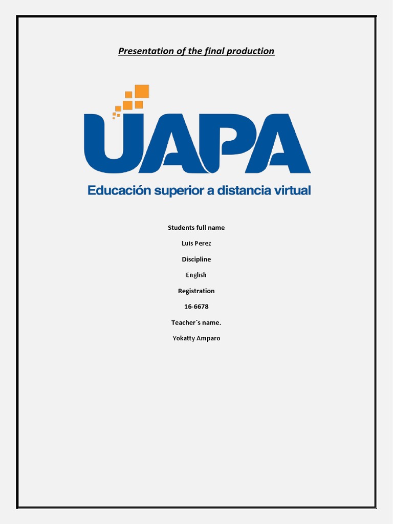 Presentation of The Final Production: Students Full Name | PDF