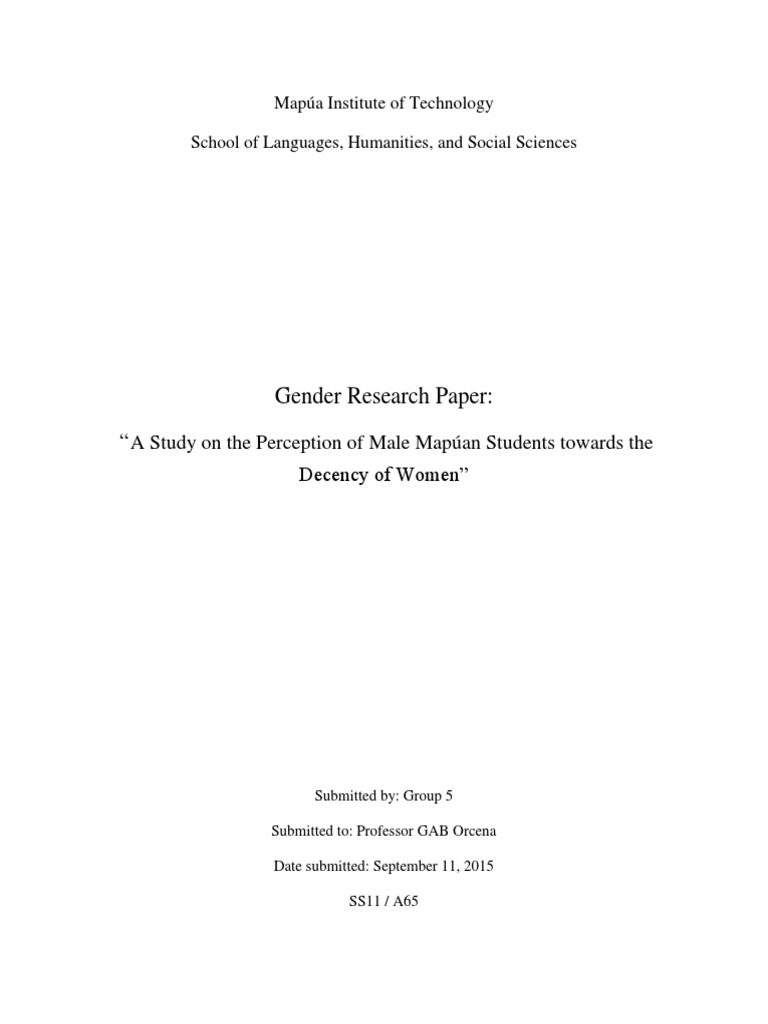 Gender Research Paper: ": Mapúa Institute of Technology School of ...
