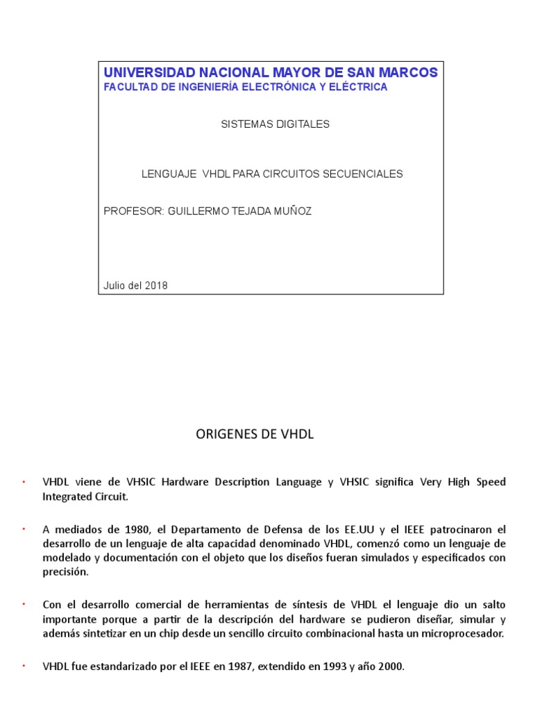 VHDL Exposición Secuenciales 2018 | PDF | Vhdl | Ingeniería Informática