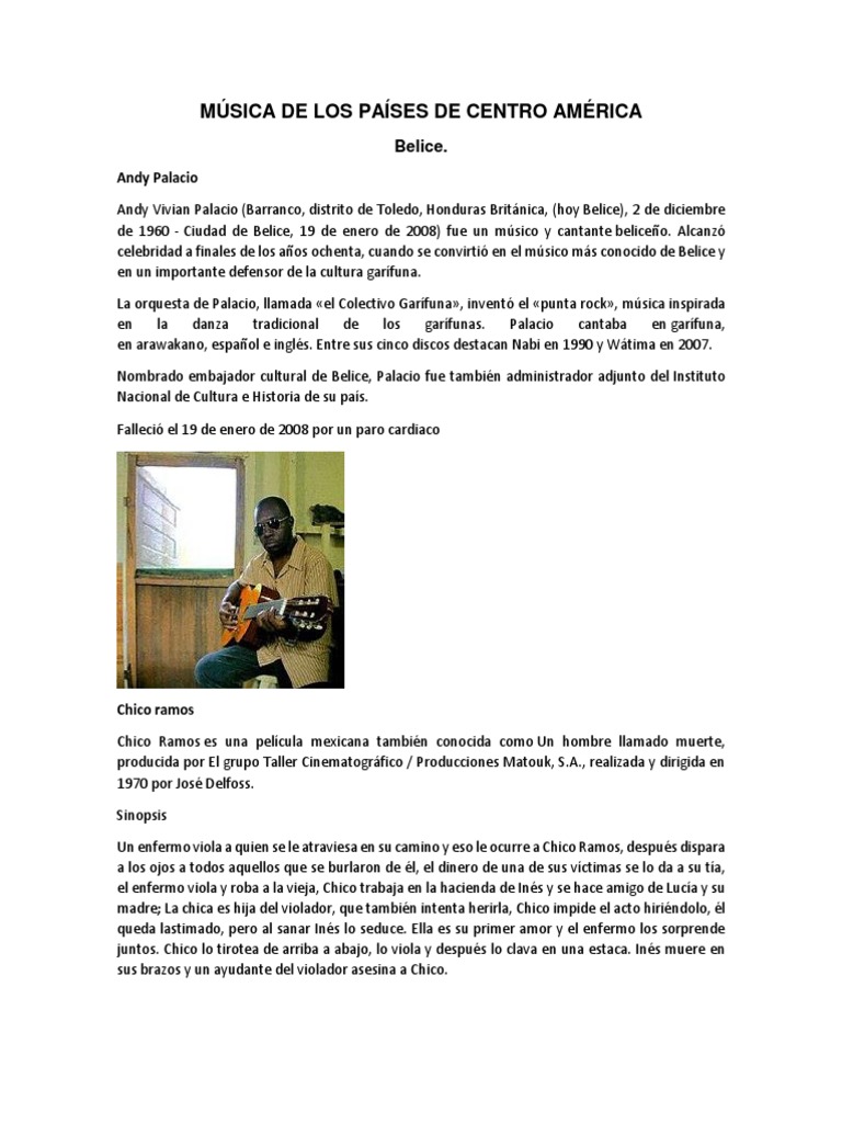 Música de Los Países de Centro América | PDF | Entretenimiento (general)