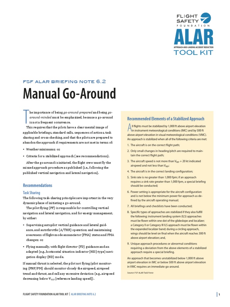 Manual Go-Around: Tool Kit | PDF | Flap (Aeronautics) | Aviation Safety